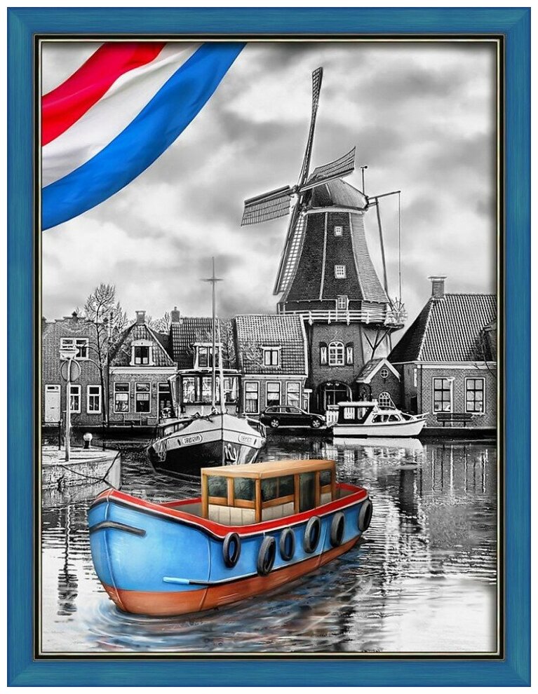 Набор Алмазная живопись #АЖ-1749 Голландская речка, Алмазная Мозаика, 30 х 40 см