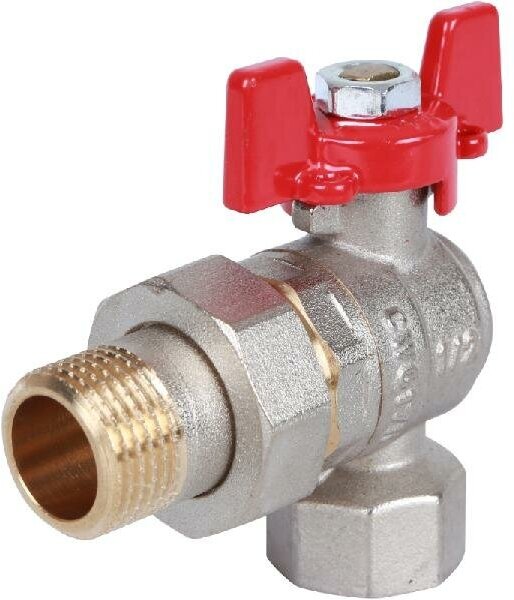 Кран шаровой угловой с американкой ROMMER ВР/НР, ручка бабочка 1/2 RBV-0006-2610215