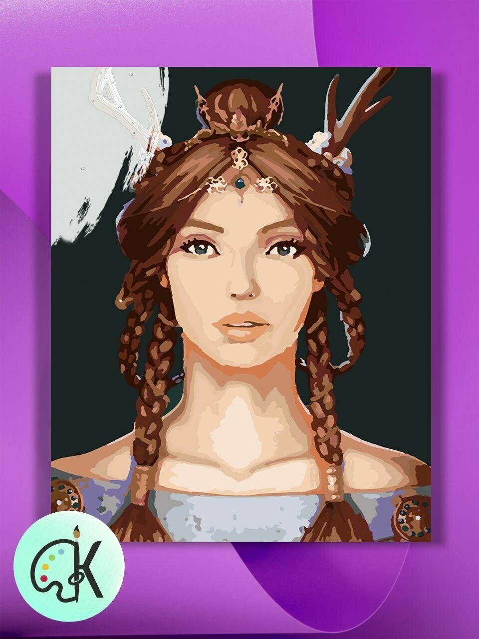 Картина по номерам на холсте Девушка с косичками, 30 х 40 см