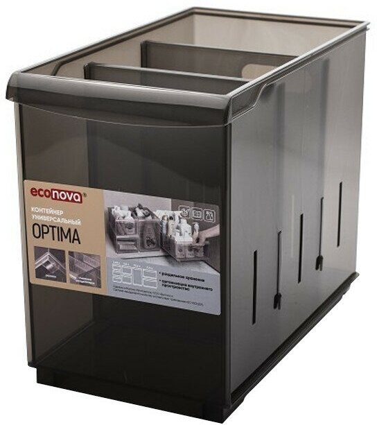 Эконова Optima пластиковый контейнер 16,5×30,5×24,2 см 10,6 л с разделителями