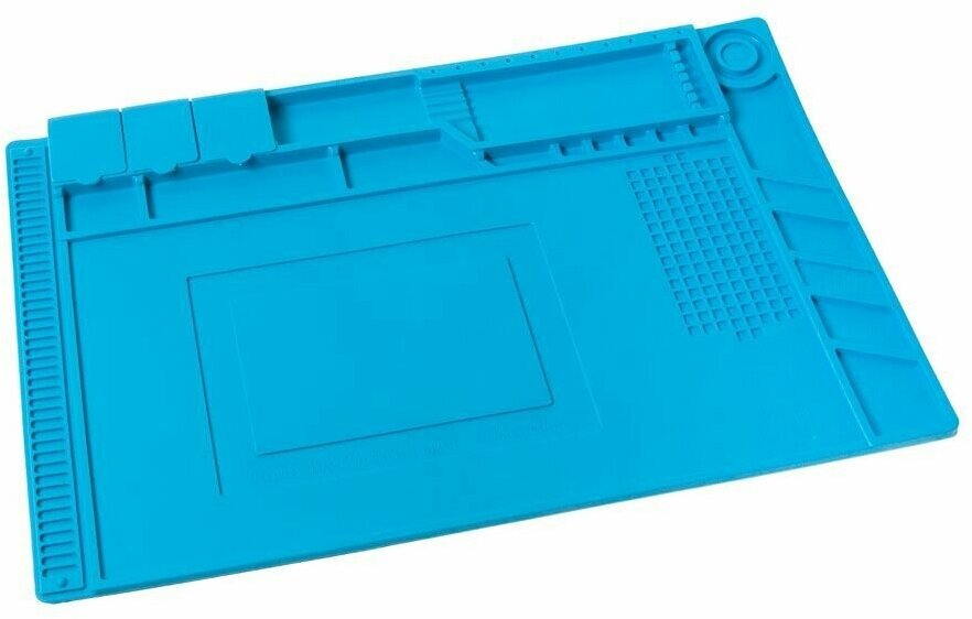 Коврик для пайки и ремонта электроники 45x30 cм, антистатический, термостойкий, магнитный, светло-синий