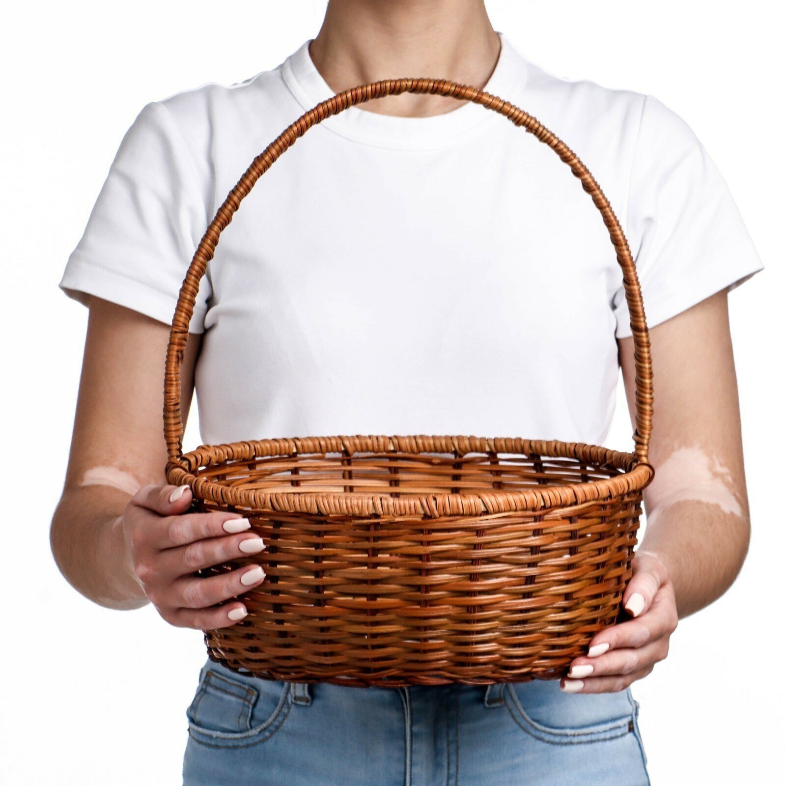 Корзина плетёная, размер 29×24×11/34 см, лоза, кукуруза, коричневый