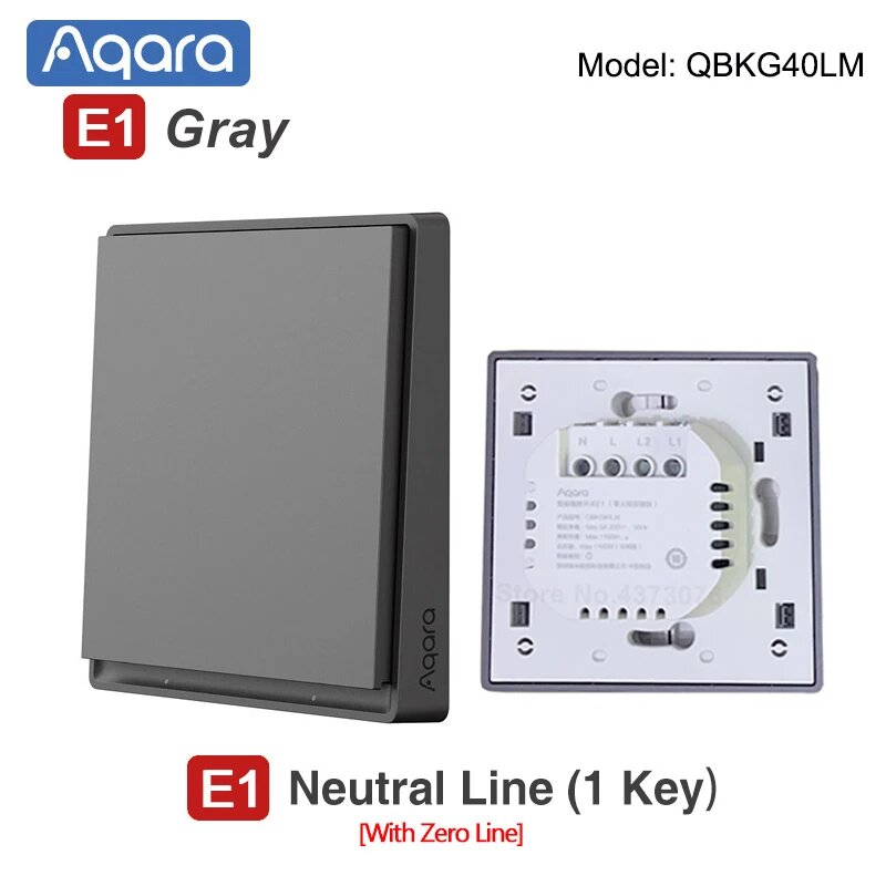 Aqara Smart Wall Switch E1 Zigbee 3.0 Neutral 1key Gray
