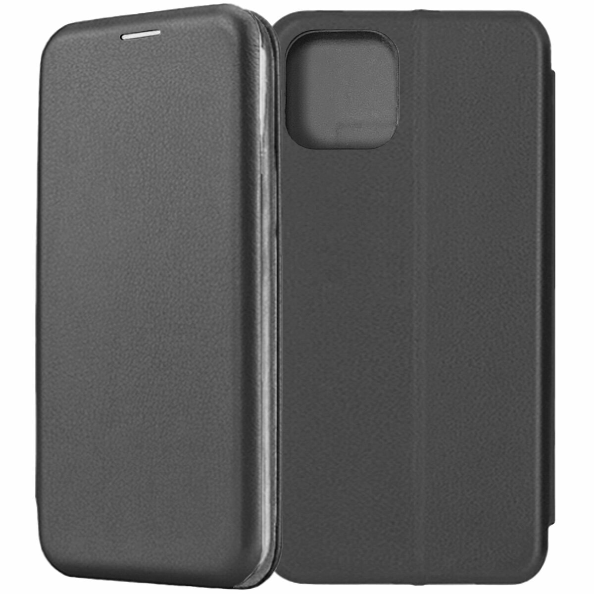 Чехол-книжка для Apple iPhone 12 черный / подставка, отделение для карт