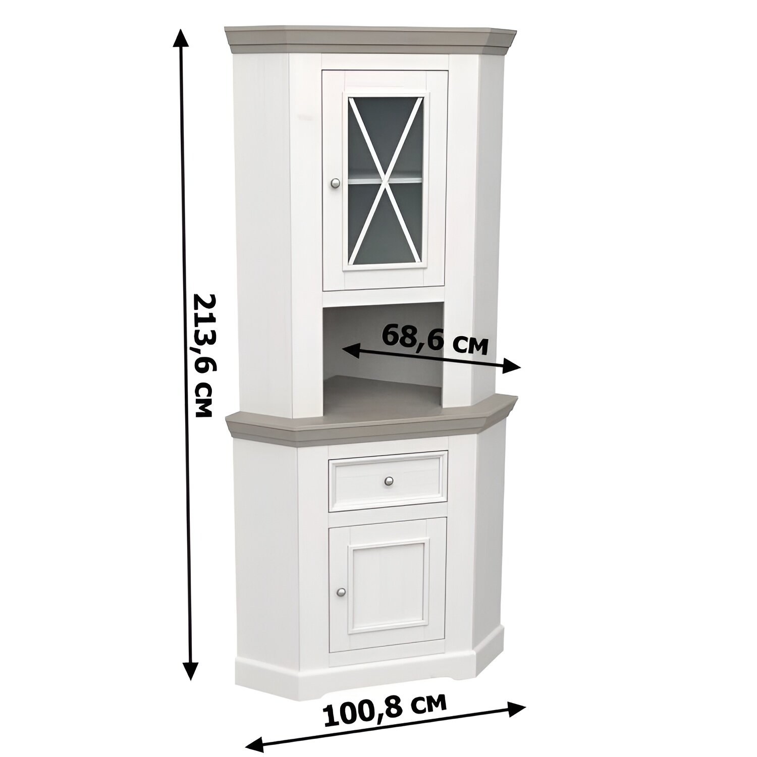 Буфет угловой Форест белый воск/антрацит 100,8х68,6х213,6 см