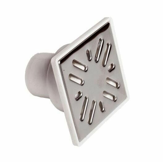 Трап душевой вертикальный с гидрозатвором 150х150 мм d50 мм решетка из нержавеющей стали (TA5212)