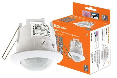 Датчик движения точечный ДДТ-01 1200Вт, 10-420с, 6м, 3+Лк, 120(сб)+360(свер)гр, (SQ0324-0017) TDM