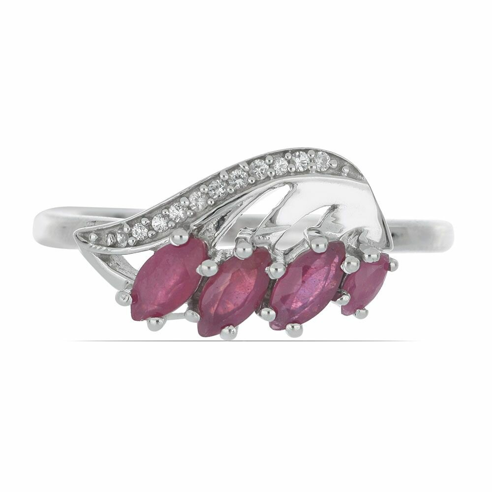 Кольцо, серебро, 925 проба, родирование, рубин