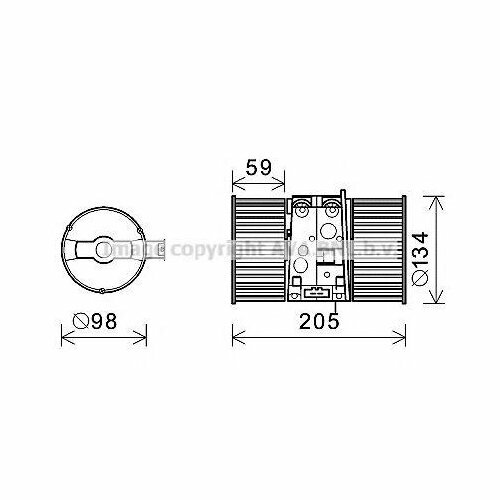 Электровентилятор отопления салона для автомобиля, AVA RT8586 (1 шт.)