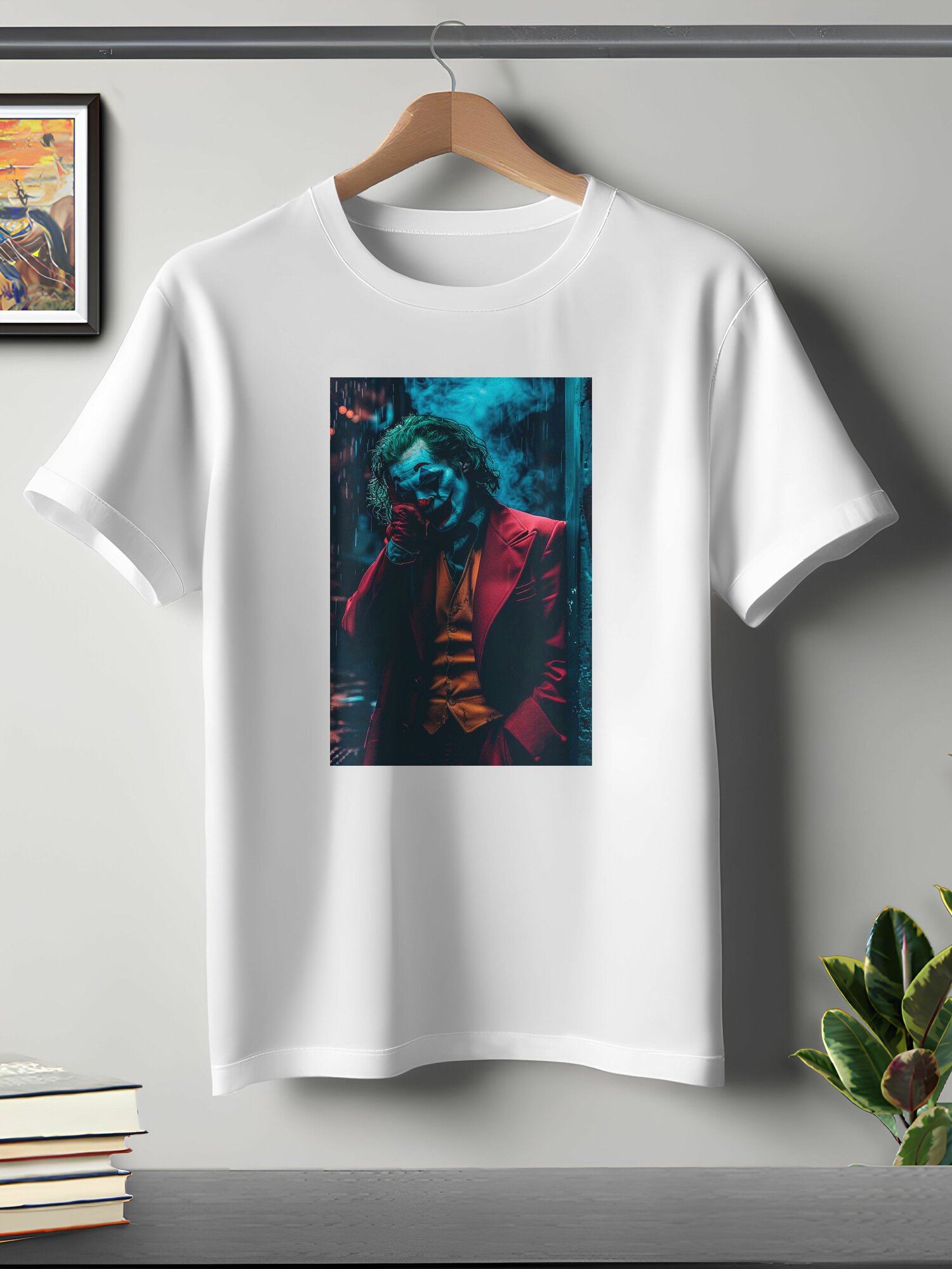 Футболка ONEQ унисекс 50-52 (XL) размер с принтом Джокер, белая