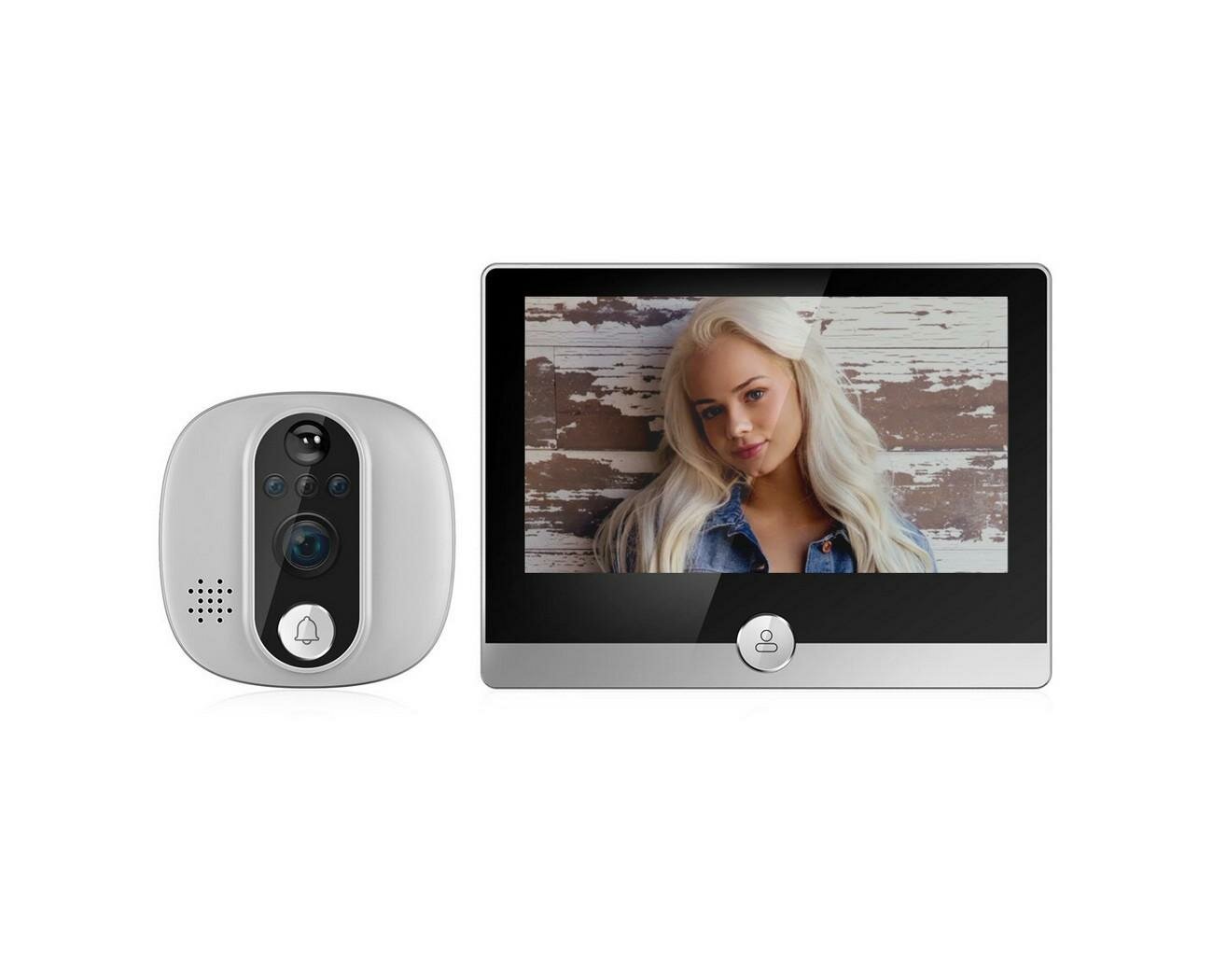 HD видеоглазок для входной двери Tuya Wi-Fi iхоум Мод: SW1-Туйя с записью на SD карту и датчиком движения. Дверной глазок - экран 4,3. Камера 2.0MP