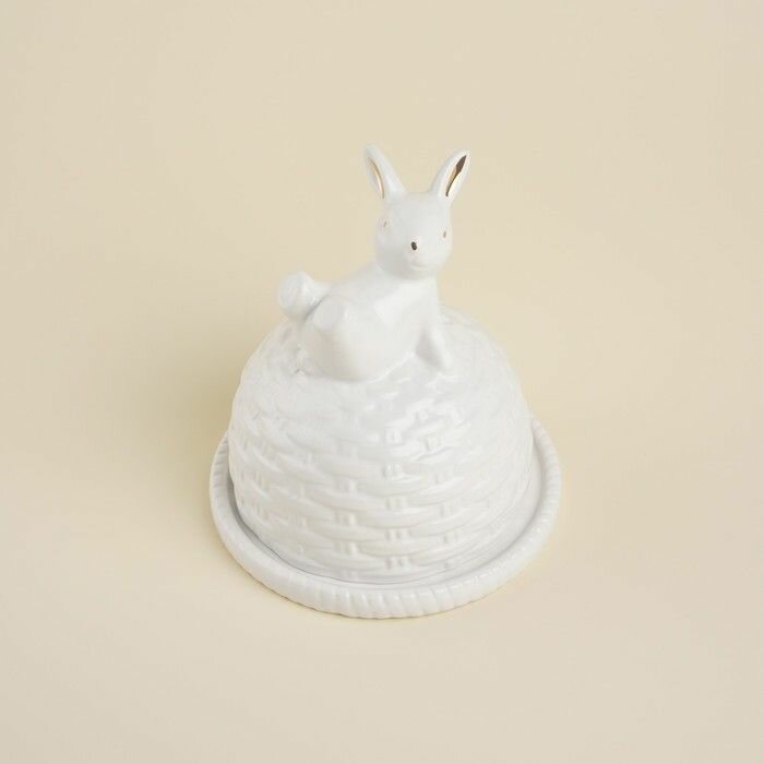 Лимонница Sima-Land Home керамическая "Лесные кролики" 14х14,5 см, цвет белый