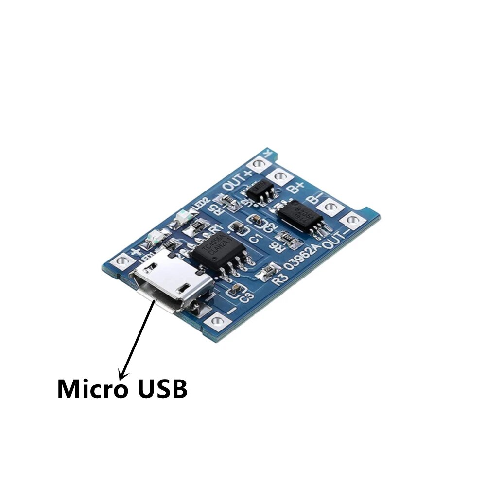 Зарядное TP4056 для аккумуляторов, Micro USB