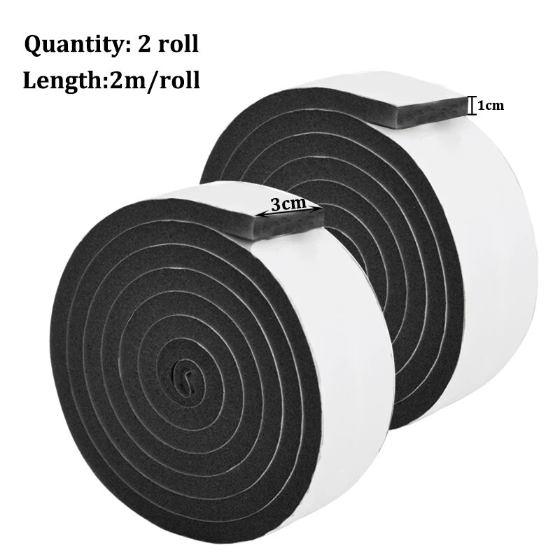 4-метровые пенопластовые уплотнительные ленты для окон, ветрозащитные, звукоизоляционные, защита от атмосферных воздействий, пылезащитная самоклеящаяся лента, уплотнительная лента для дверных швов Black 3