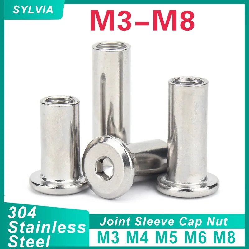 Нержавеющая сталь 304 шестигранные гайки M3 M4 M5 M6 M8 M8 x5pcs, 20mm length
