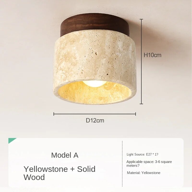 Потолочный светильник Yellowstone, дерево и камень, Walnut color, E27*1, 3-6 м²