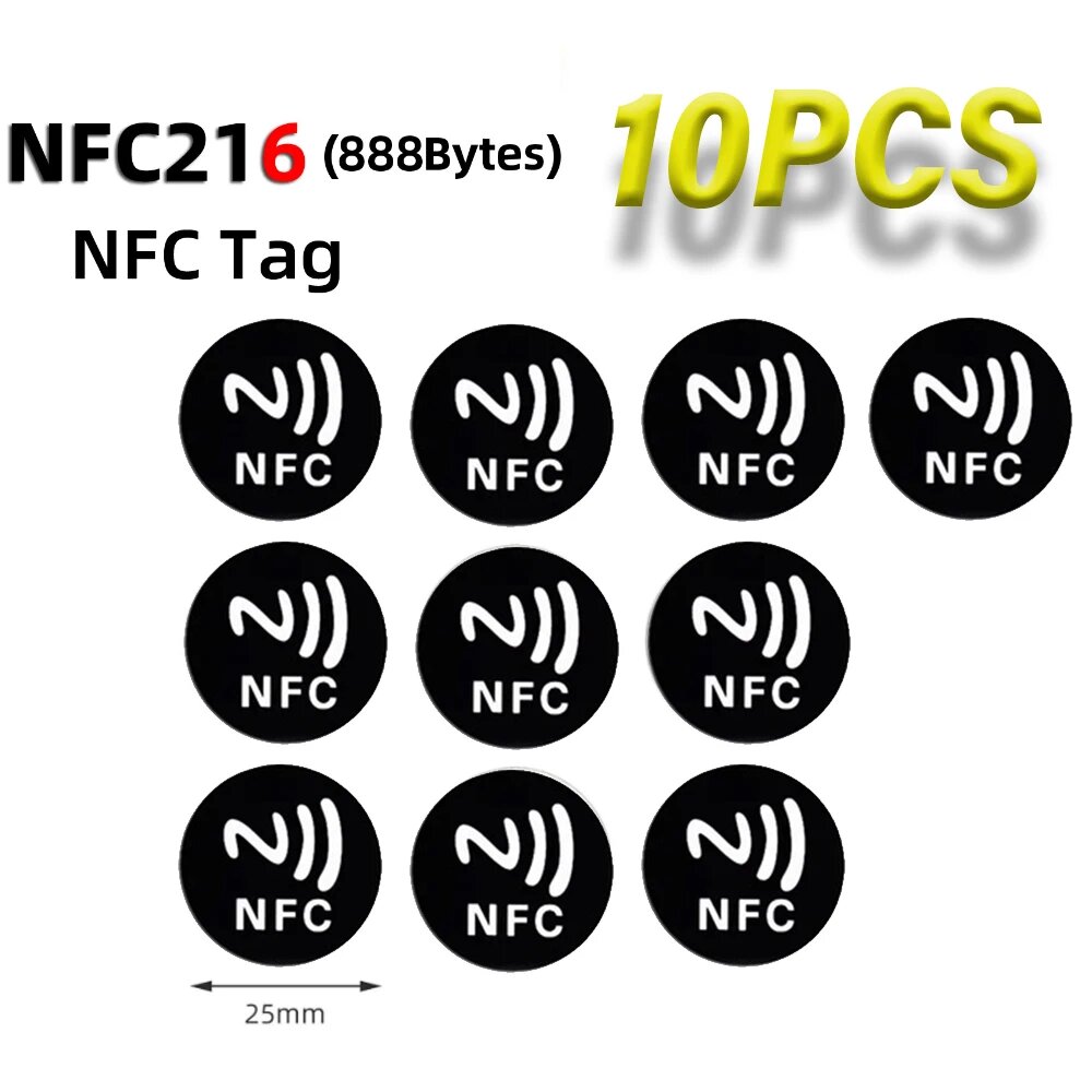 XMSJ Ntag216 NFC стикер черный 888 байт 10Pcs Ntag216 Black