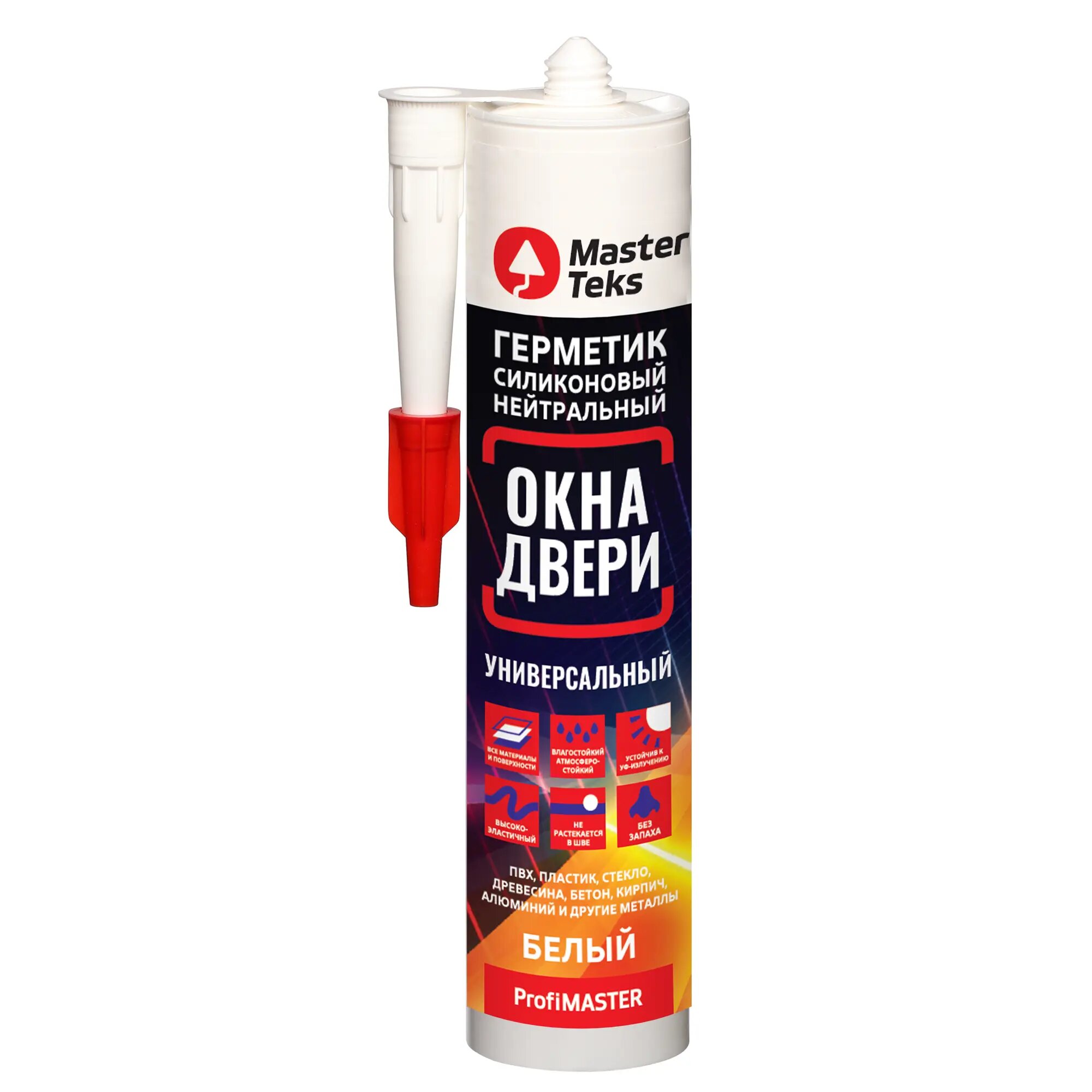 Герметик силиконовый MasterTeks для окон и дверей нейтральный белый 280 мл