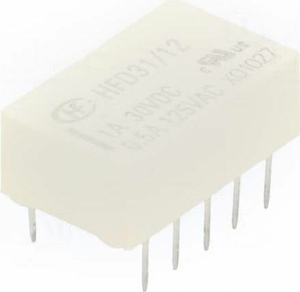 Реле HONGFA HFD31/12 Реле: электромагнитное DPDT Uобмотки: 12ВDC 0,5A/125ВAC 2А 1шт