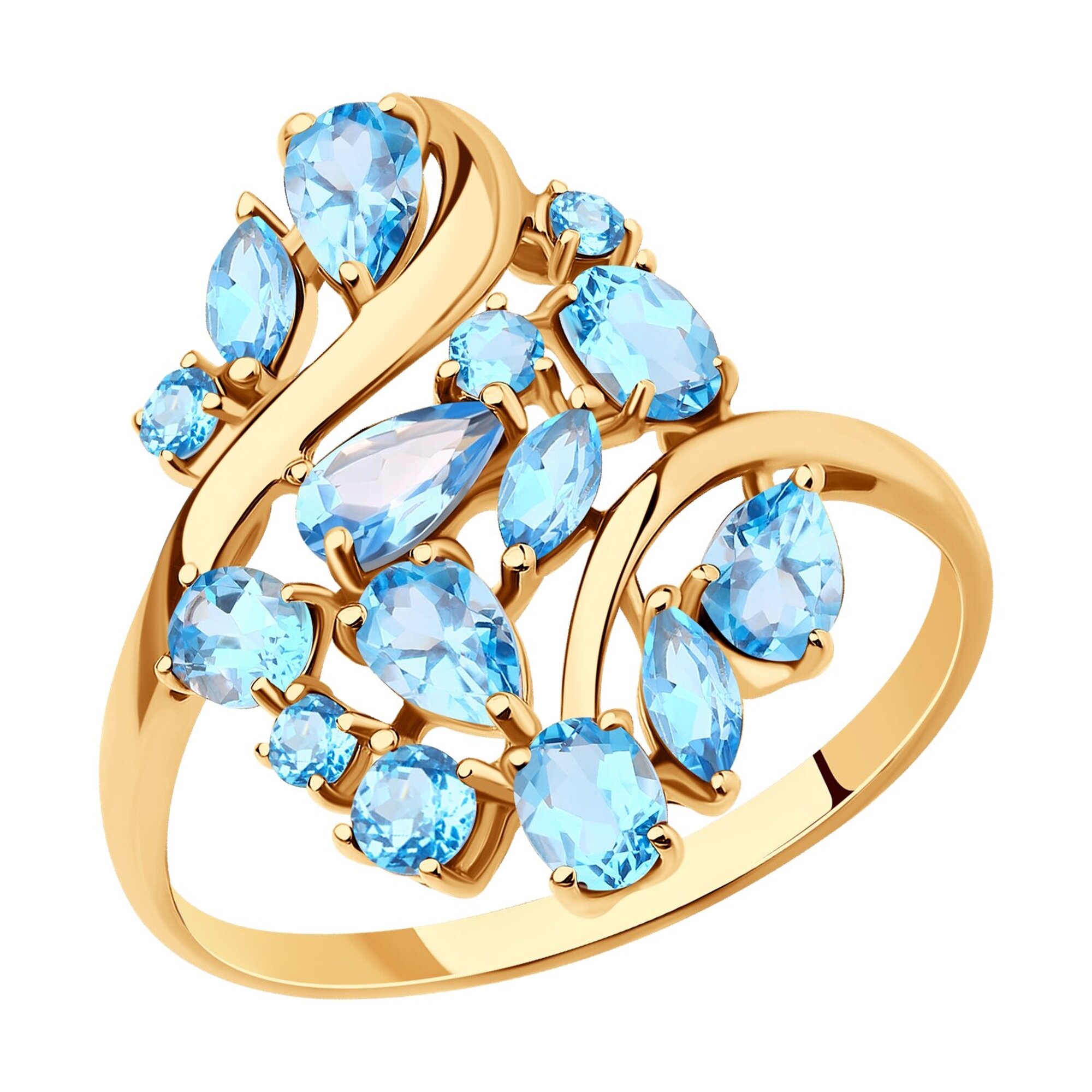 Кольцо, красное золото, 585 проба, топаз