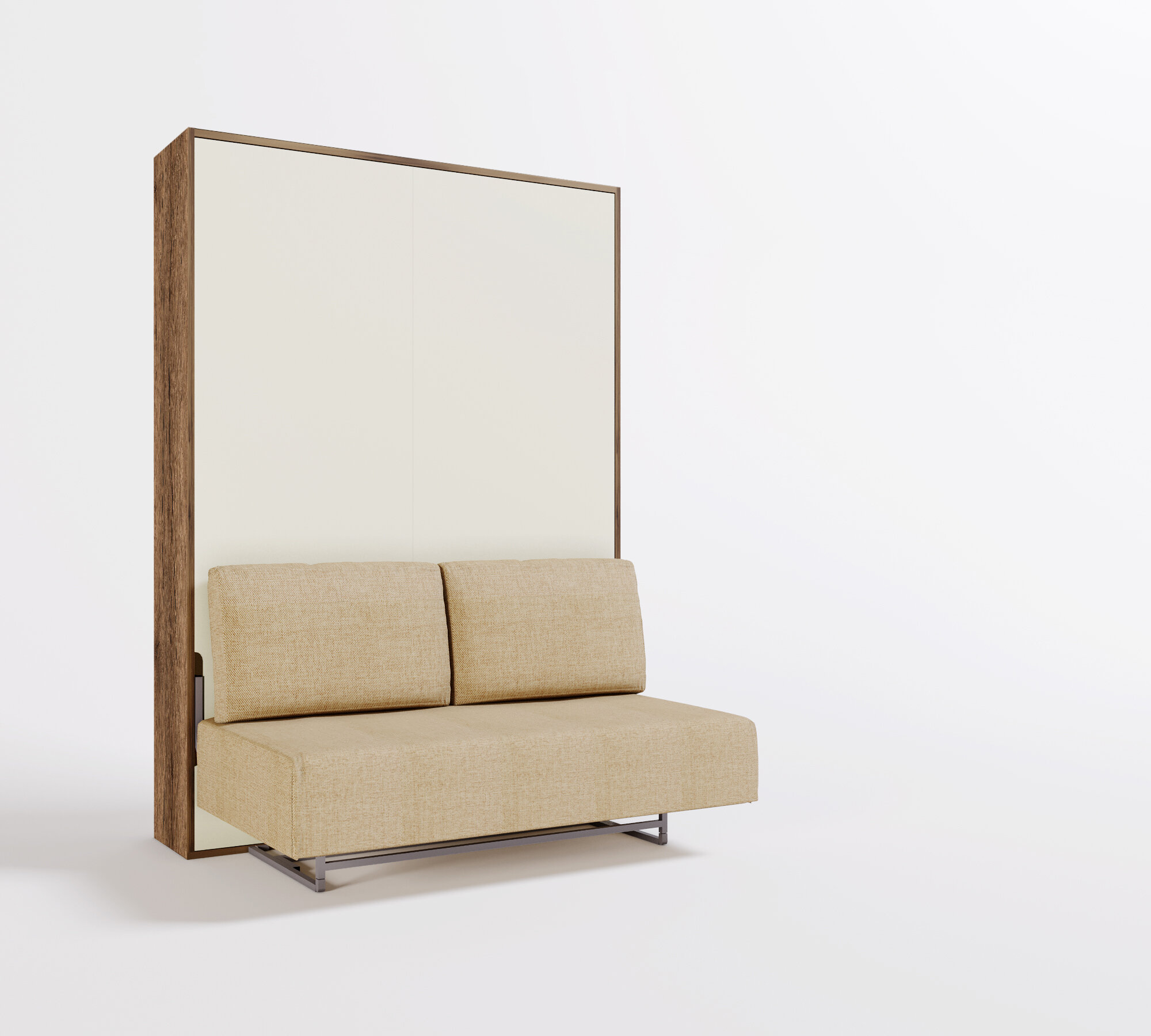 Шкаф кровать-трансформер с диваном и изголовьем Ergoroom Летто Пуф 1400 Лайт Янтарь