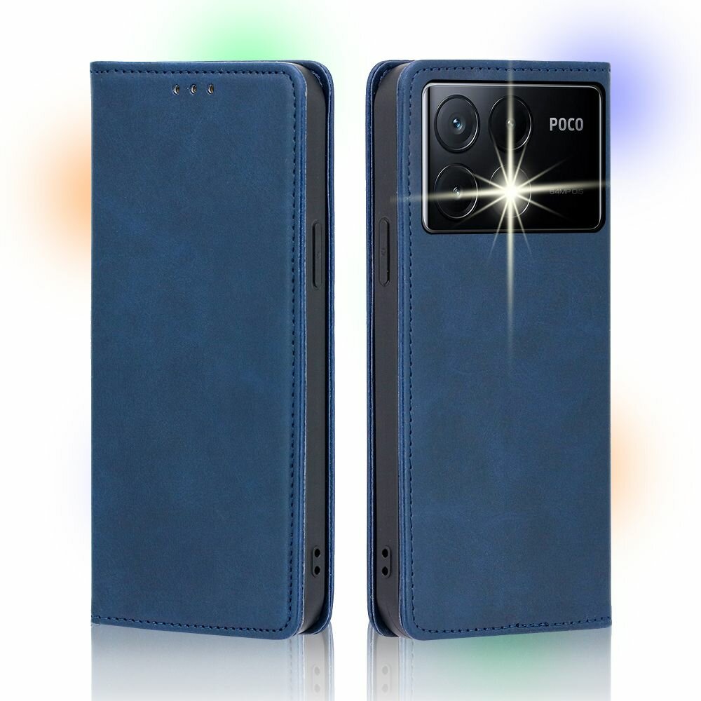 Чехол книжка на Poco X6 Pro/ Чехол подходит для Сяоми Поко Икс 6 Про 5Г, Ксиаоми Поко Х6 Про 5 Джи, (синий)