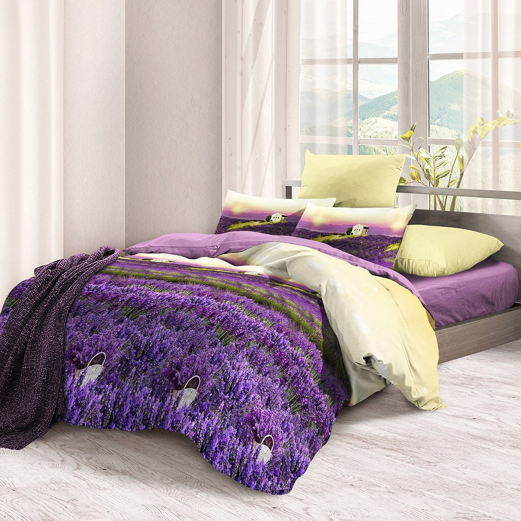 Покрывало Домашняя Мода стеганое "Французские просторы" 260х215 см, спальное место 180 см, бязь набивная "Комфорт" 121 г/м2, хлопок 100%, наполнитель синтепон 70 г (Пк-ЕМ/мс)