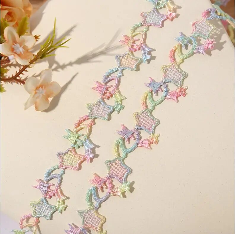 Кружево радужное с звездами, 2 ярда, 2cm