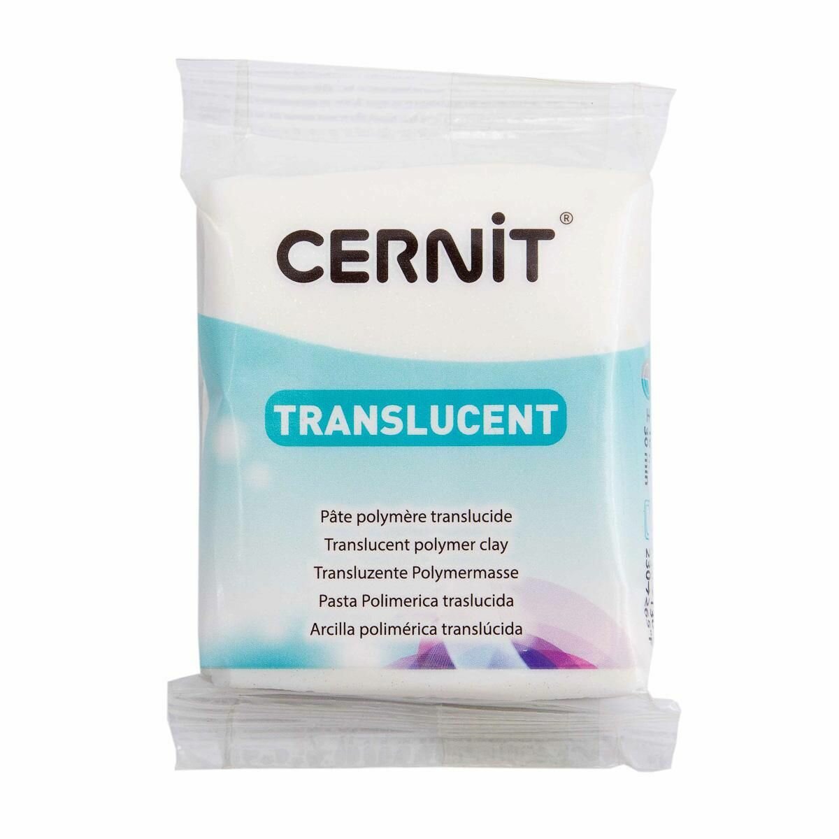 Пластика Cernit "Translucent", полимерная, запекаемая, прозрачная, цвет 010, белая с блестками, 56 г, CE0920056