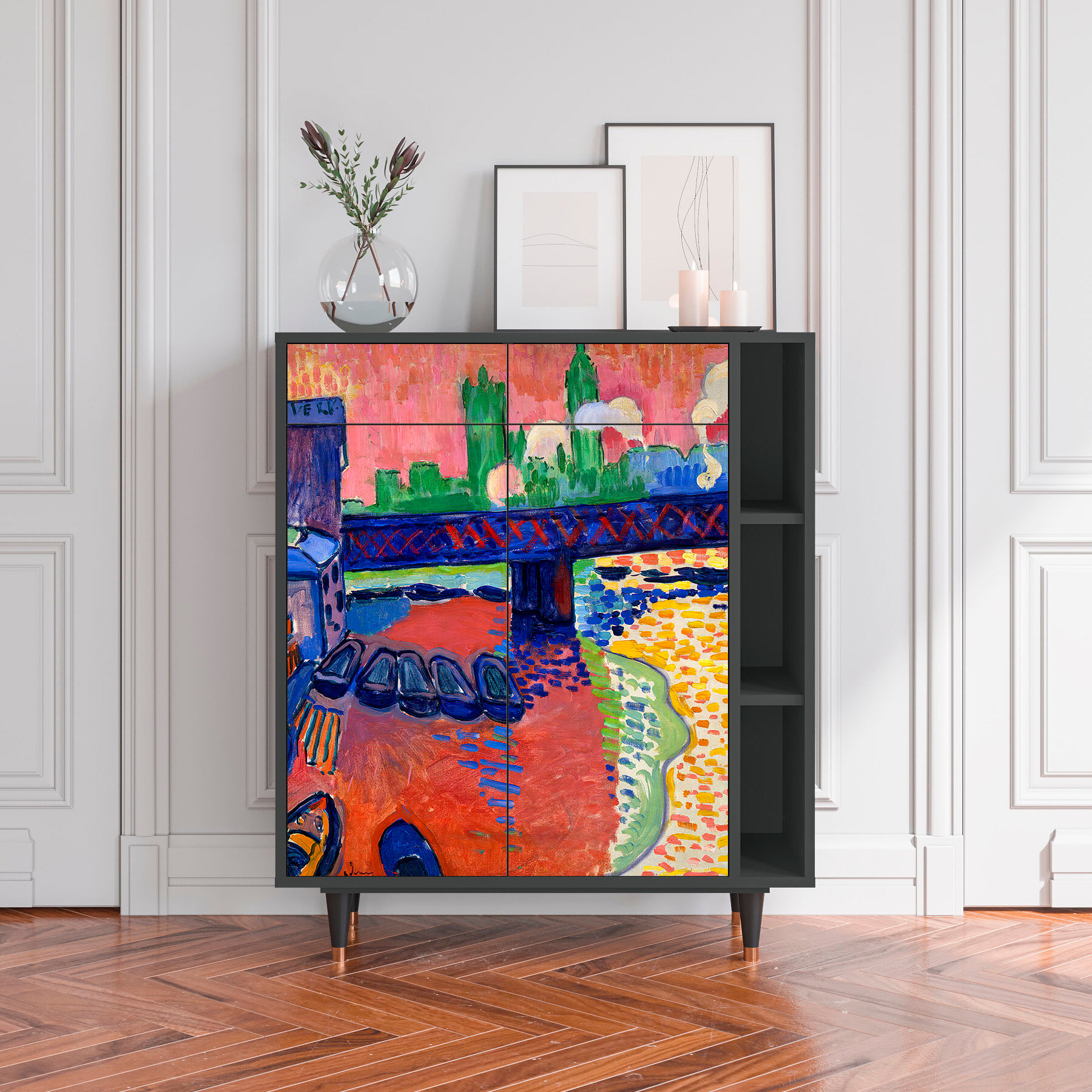 Комод - STORYZ - BS6 Charing Cross Bridge by Andre Deain, Размер - 94 x 110 x 41 см, Цвет корпуса - , Антрацит