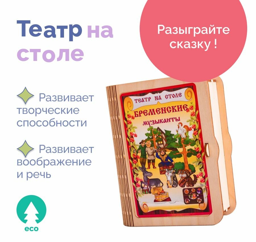 Кукольный театр для детей на столе Бременские музыканты /настольные игры для детей