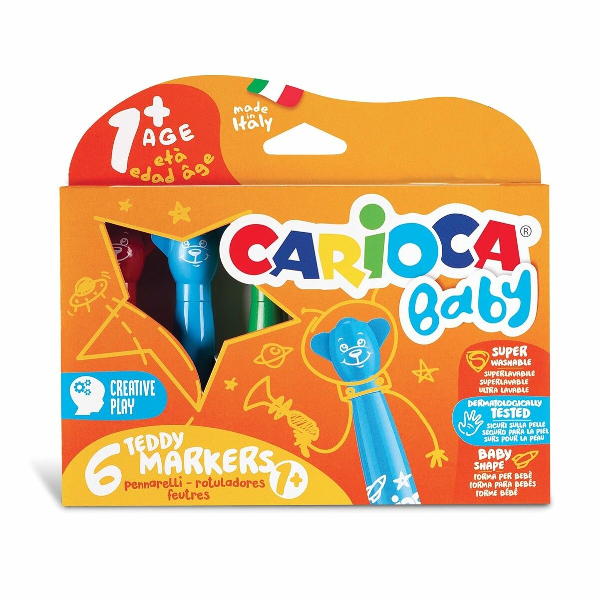 Фломастеры Carioca "Baby", Teddy Marker, 6 цветов, 6 шт