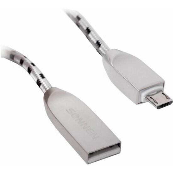 Кабель USB Sonnen 2.0-micro USB, 1 м, Premium, медь, передача данных и быстрая зарядка, 513125