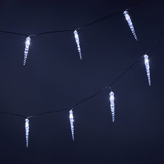 Светодиодная гирлянда на батарейках Сосульки Calverton 3.80 м, 20 холодных белых LED ламп, Winter Deco, 4070741