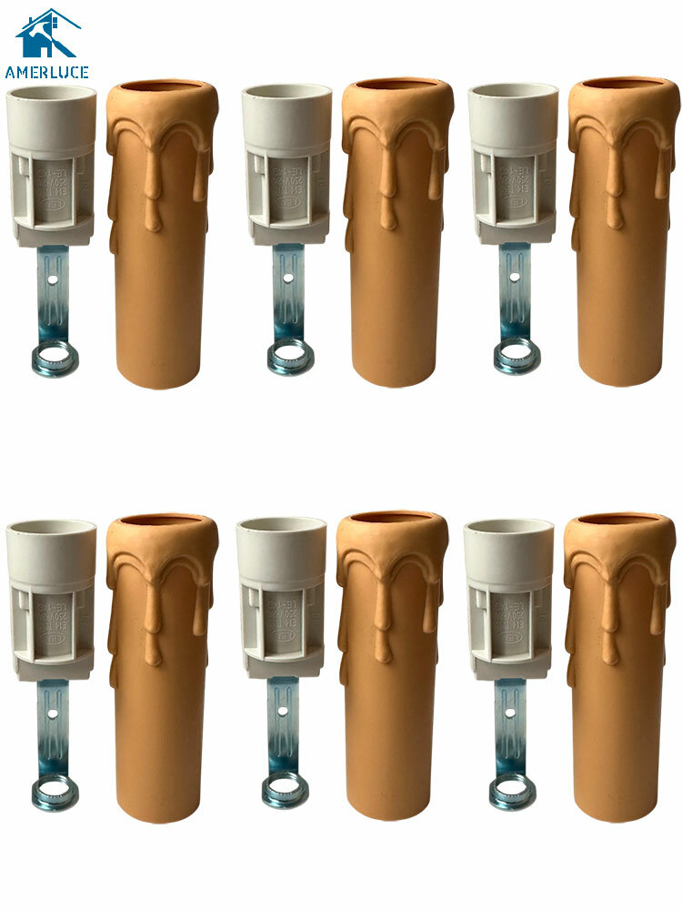 Патрон оплавленная свеча, (оплывшая свеча) Е14 для люстры в сборе, 85 мм, Антик, Е14, 6 шт