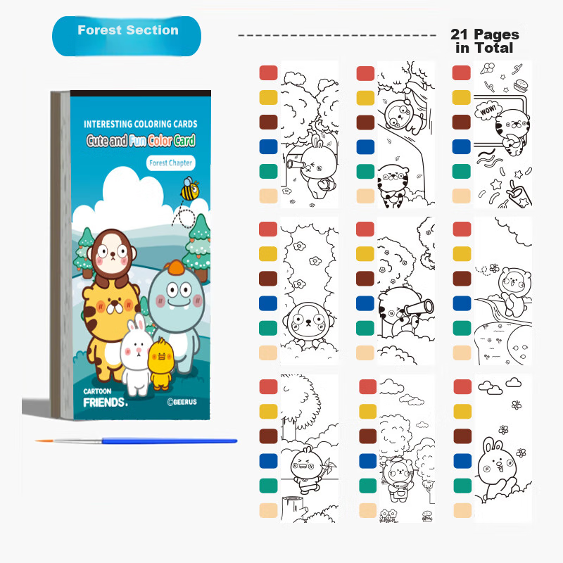 Tuotuoyu DIY Children's Coloring Book, Drawing Book, Painting Book, Coloring Book for Ages 2-6, Baby Doodle Book, Coloring Book, Picture Book, Preschool Self-Contained Watercolor Painting