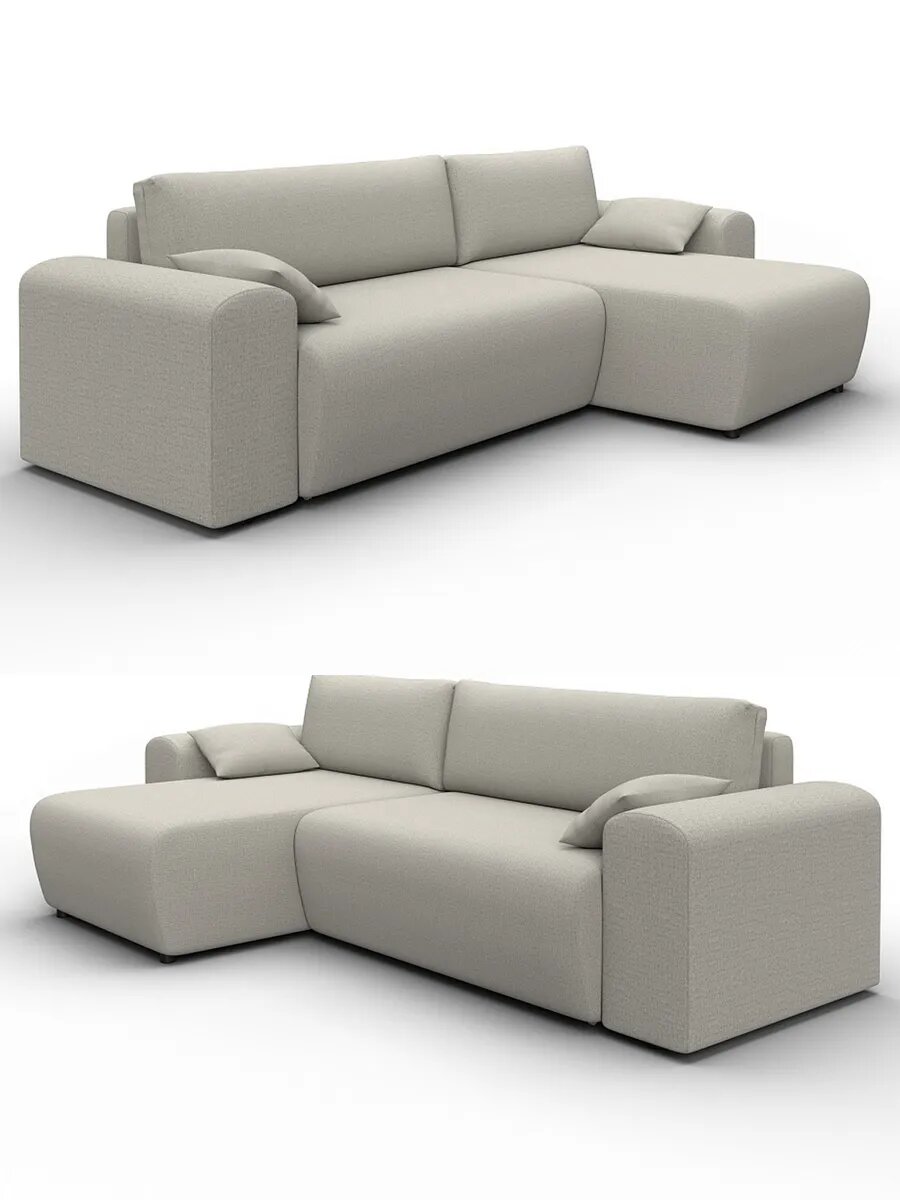 Диван угловой Палермо, универсальный угол, 249x84х131 см, с ящиком для белья, рогожка