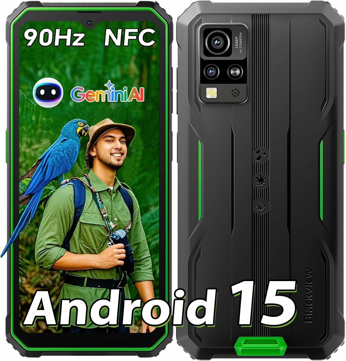 Защищённый смартфон Blackview BV4800 SE, Android 15, 4 ГБ ОЗУ, 64 ГБ ПЗУ,64 ГБ, Dual nano SIM, Зеленый