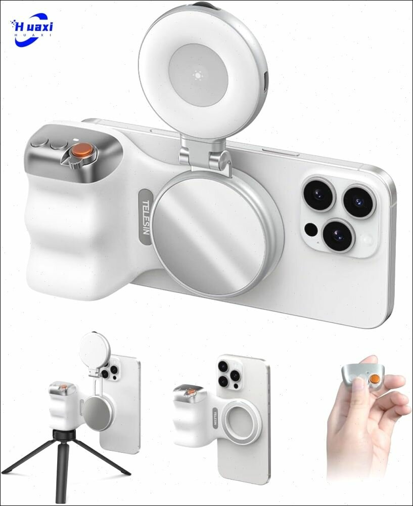 Магнитный держатель TELESIN "Fun Shot", с лампами, для камеры, iPhone, Android