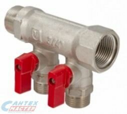 Коллектор 3/4"х1/2" вн/нар (2 выхода) с шаровыми кранами VALTEC для труб воды, холодного, горячего водоснабжения, отопления, теплого пола, водопровода, в квартире, гребенка, распределительный, регулирующий, латунный (Валтек)