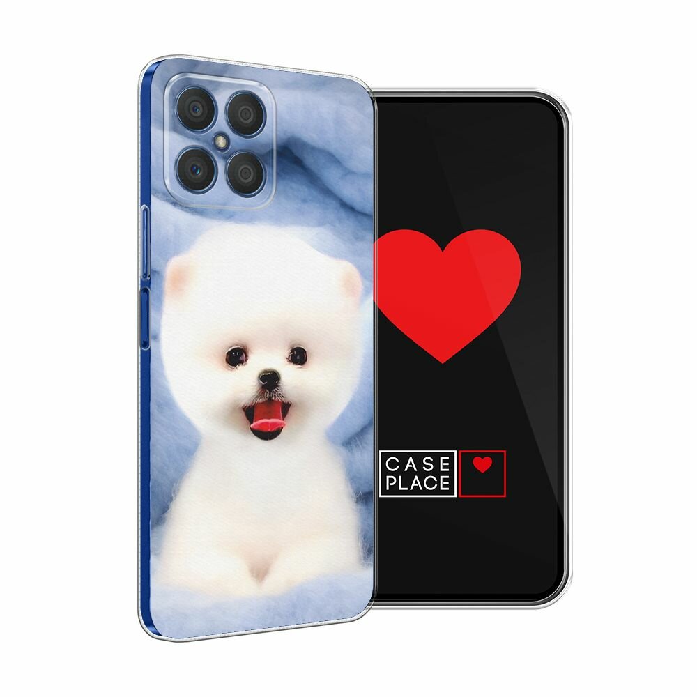 Силиконовый чехол на Honor X8 / Хонор X8 с принтом Белый пёсик — фото 1