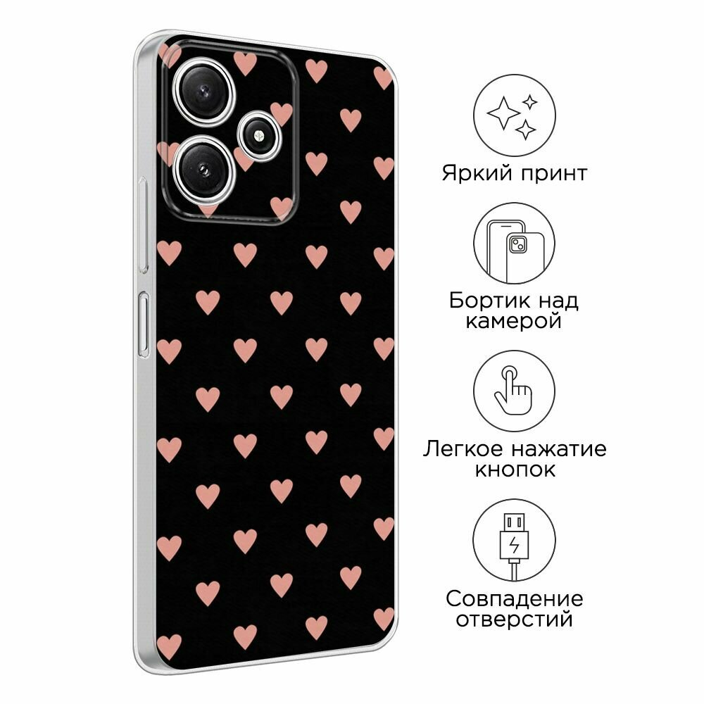 Чехол на Xiaomi Redmi 12 5G / Сяоми Редми 12 5G с принтом "Розовые сердечки" — фото 1