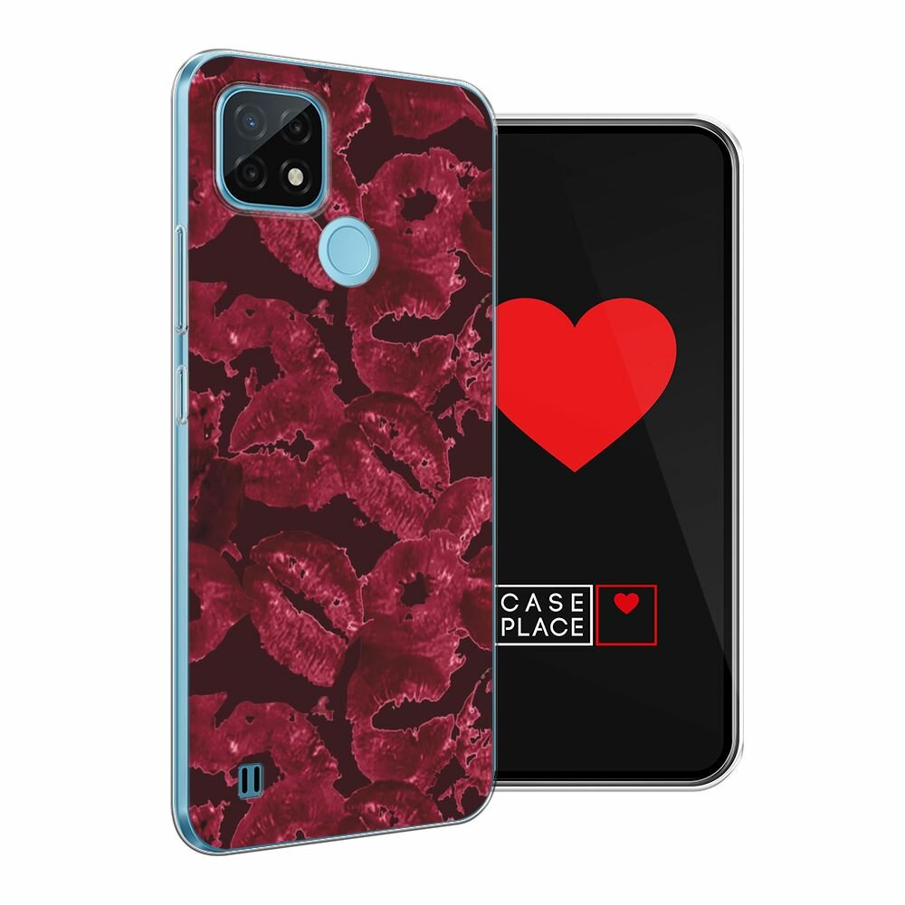 Силиконовый чехол на Realme C21 / Реалми С21 с принтом Помада паттерн 1 — фото 1