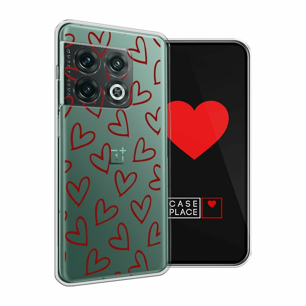 Чехол на OnePlus 10 Pro / ВанПлас 10 Про с принтом "Little hearts doodles 2 - 14 февраля", прозрачный — фото 1