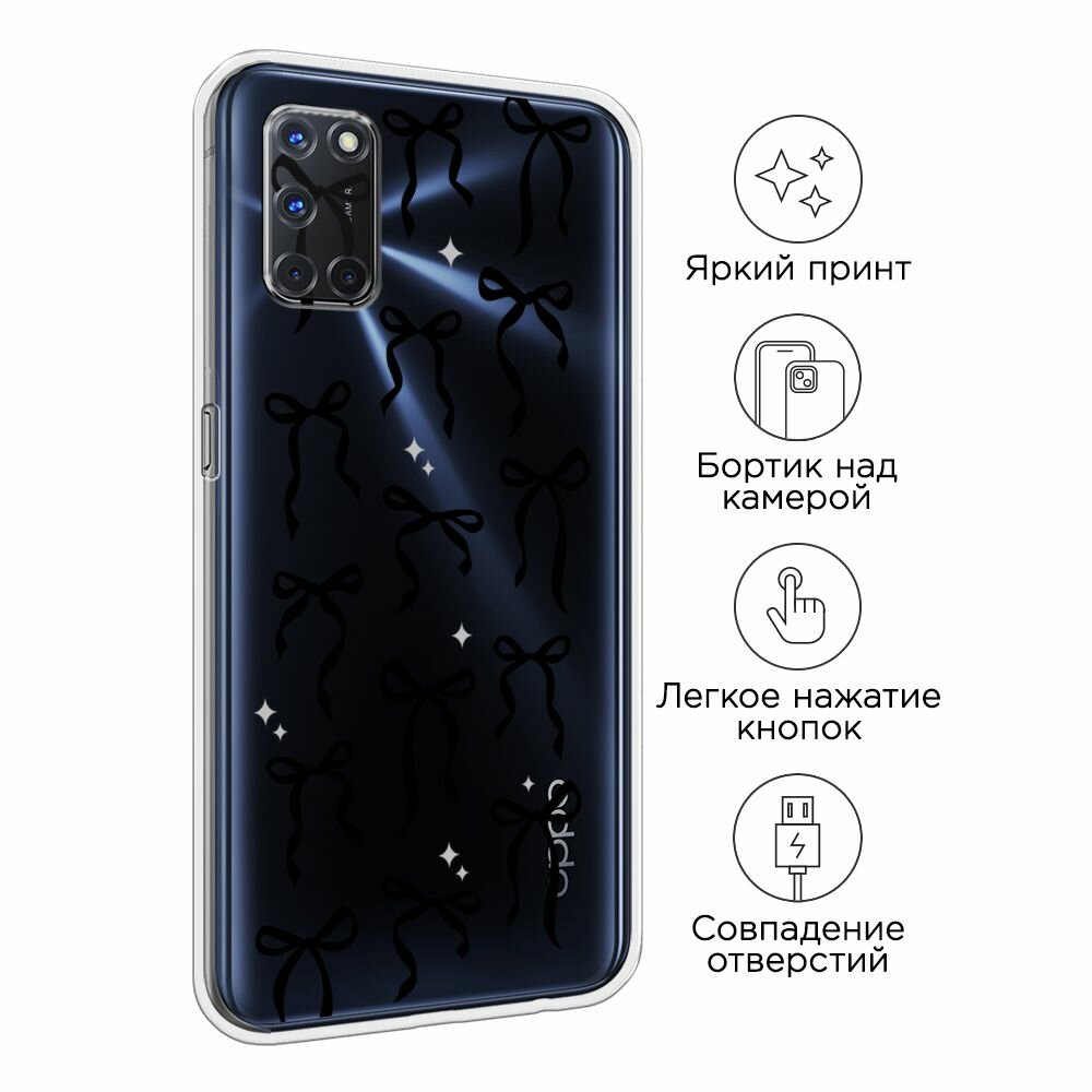 Чехол на Oppo A52/A72 / Оппо A52/A72 с принтом "Black bows", прозрачный — фото 1