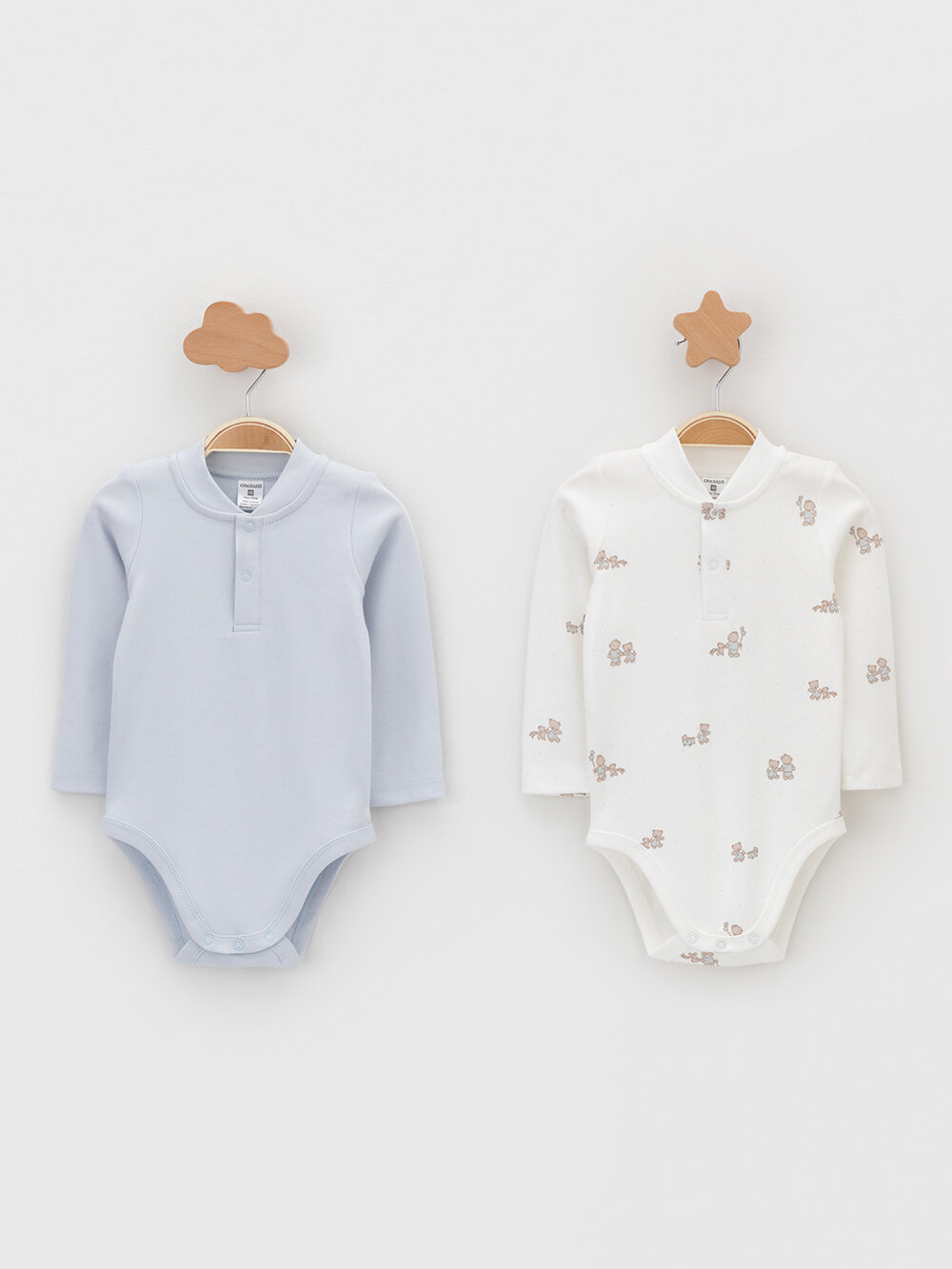 Боди К 6542-2уп/серо-голубой 4106,молочный Н104, комплект из 2 шт.