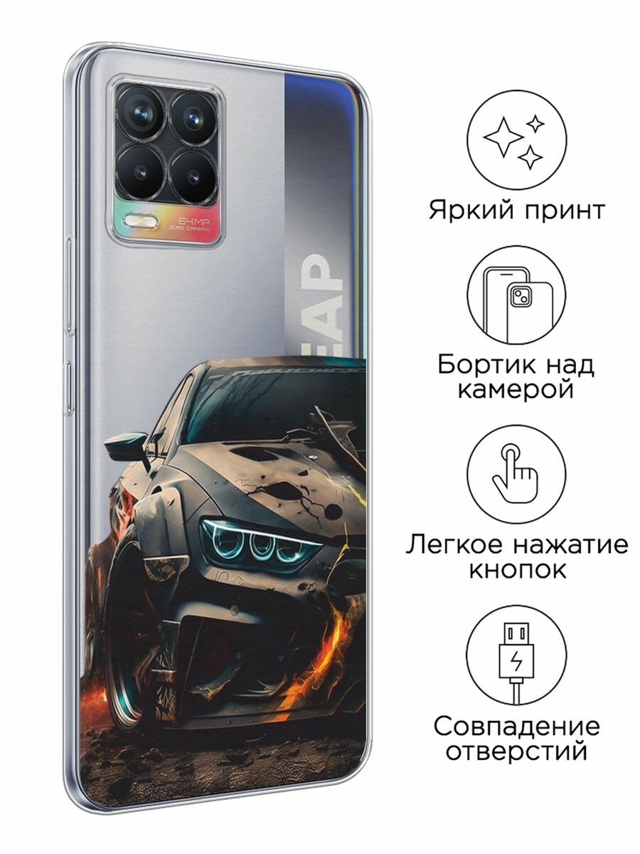 Чехол на Realme 8/8 Pro / Реалми 8/8 Про с принтом "На износ", прозрачный — фото 1