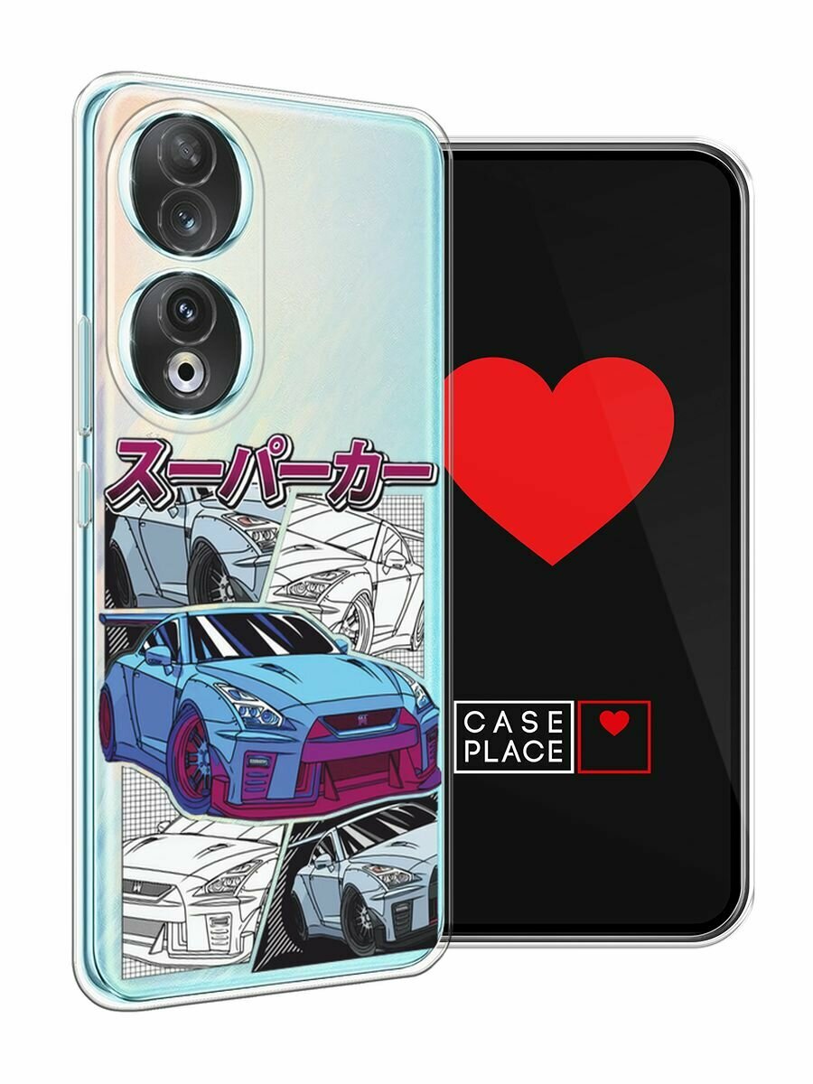 Чехол на Honor 90 / Хонор 90 с принтом "JDM коллаж", прозрачный — фото 1
