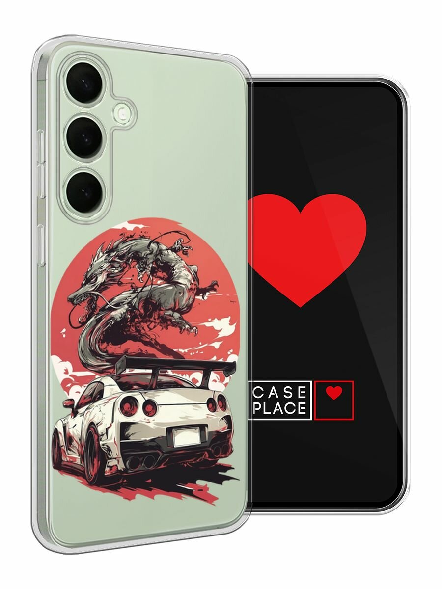 Чехол на Samsung Galaxy S25 Plus / Самсунг S25 Плюс с принтом "Car and dragon", прозрачный — фото 1