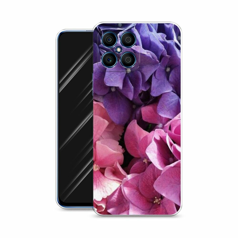 Силиконовый чехол на Honor X8 / Хуавей X8 с принтом Гортензии — фото 1